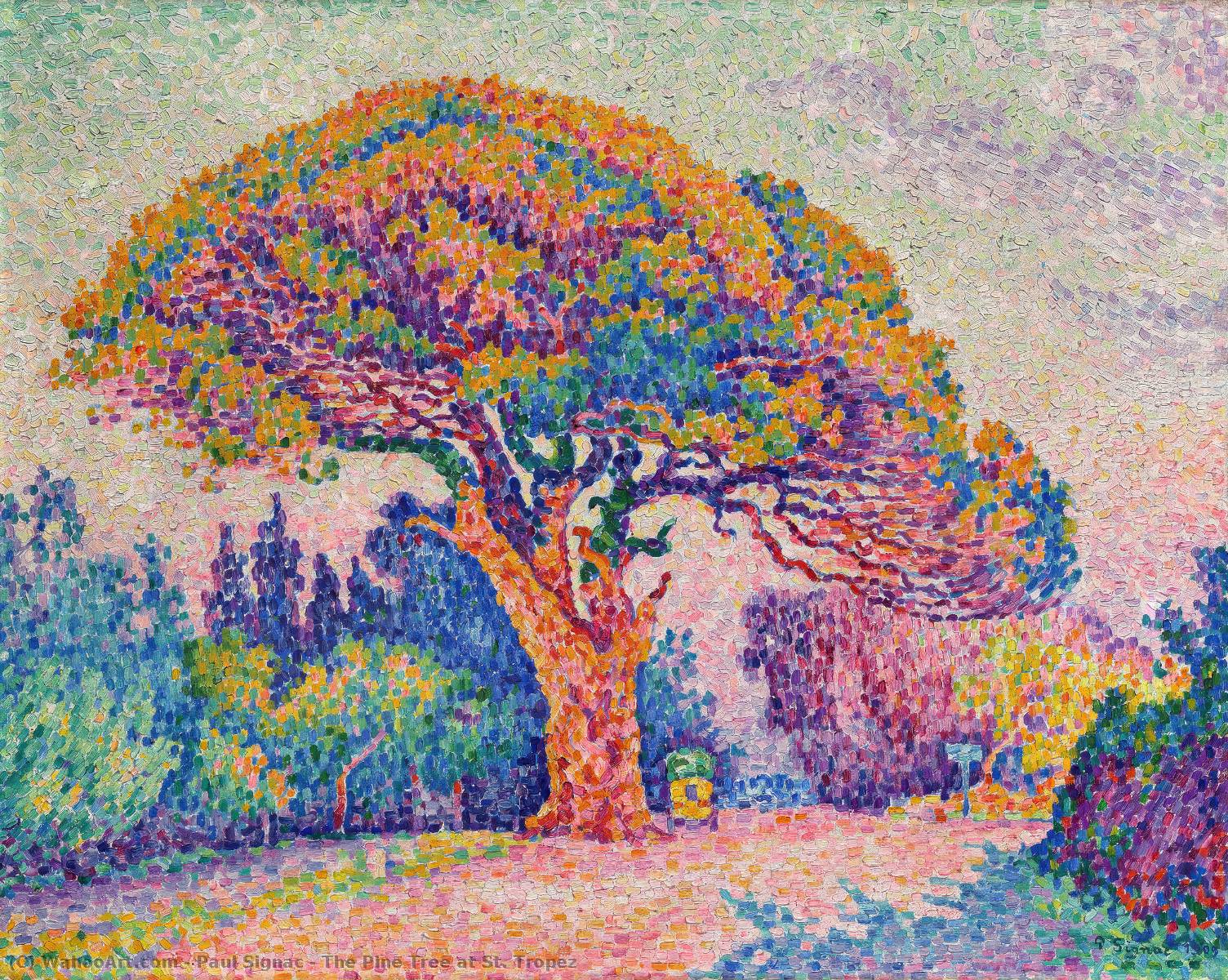 l`albero di pino a st . Tropez, 1909 di Paul Signac (1863-1935, France ...
